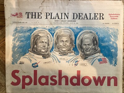 “Splashdown ” Historic Newspaper - July 25 1969. The Plain Dealer | eBay