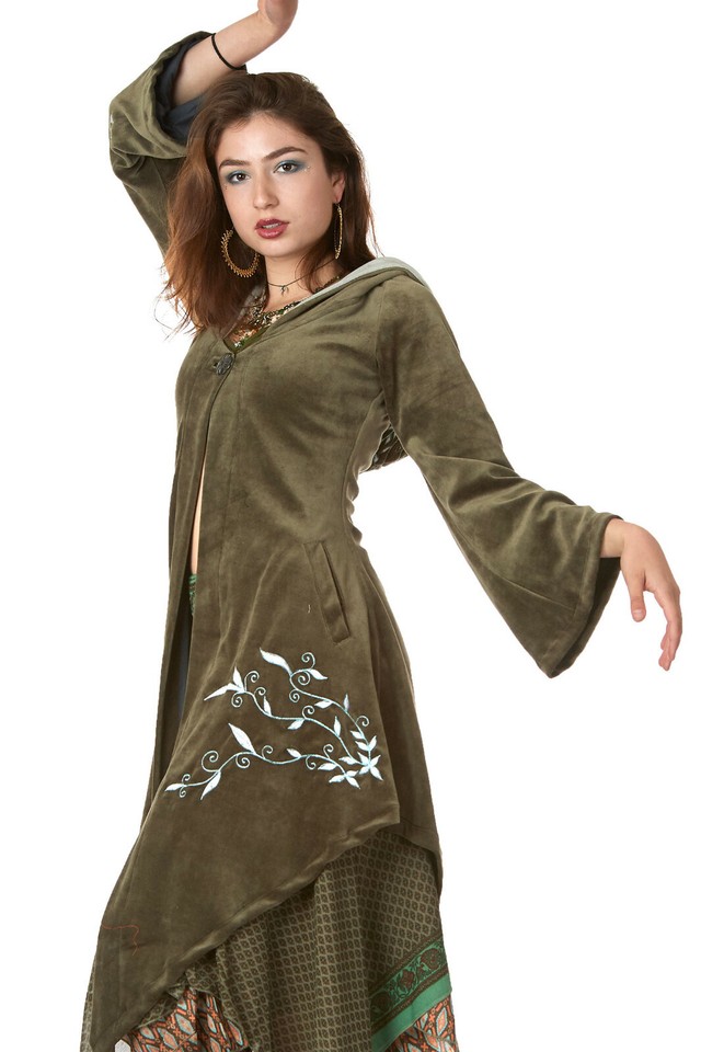 Velvet Faery Goddess Jacket, Boho Goa Psy Trance Coat Plus Size Pagan ...