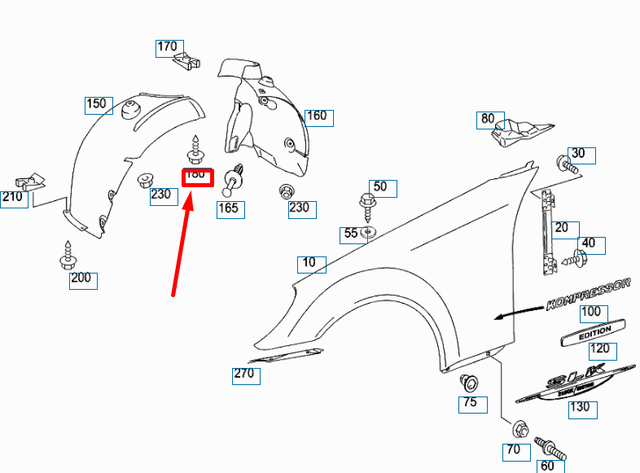 MERCEDES-BENZ SLK R171 Front Wheelhouse Liner Screw N000000001459 ...
