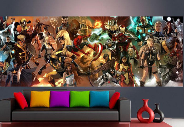 Marvel Comics Characters Superhero Full Wall Mural Photo Wallpaper Home ...