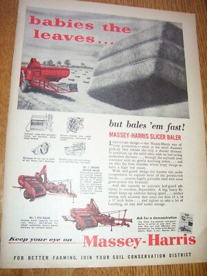 VINTAGE MASSEY HARRIS ADVERTISING PAGE -# 1 HAY BALERS -8 x 11" | eBay