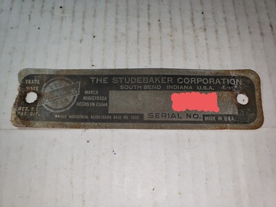 STUDEBAKER VIN TAG | eBay