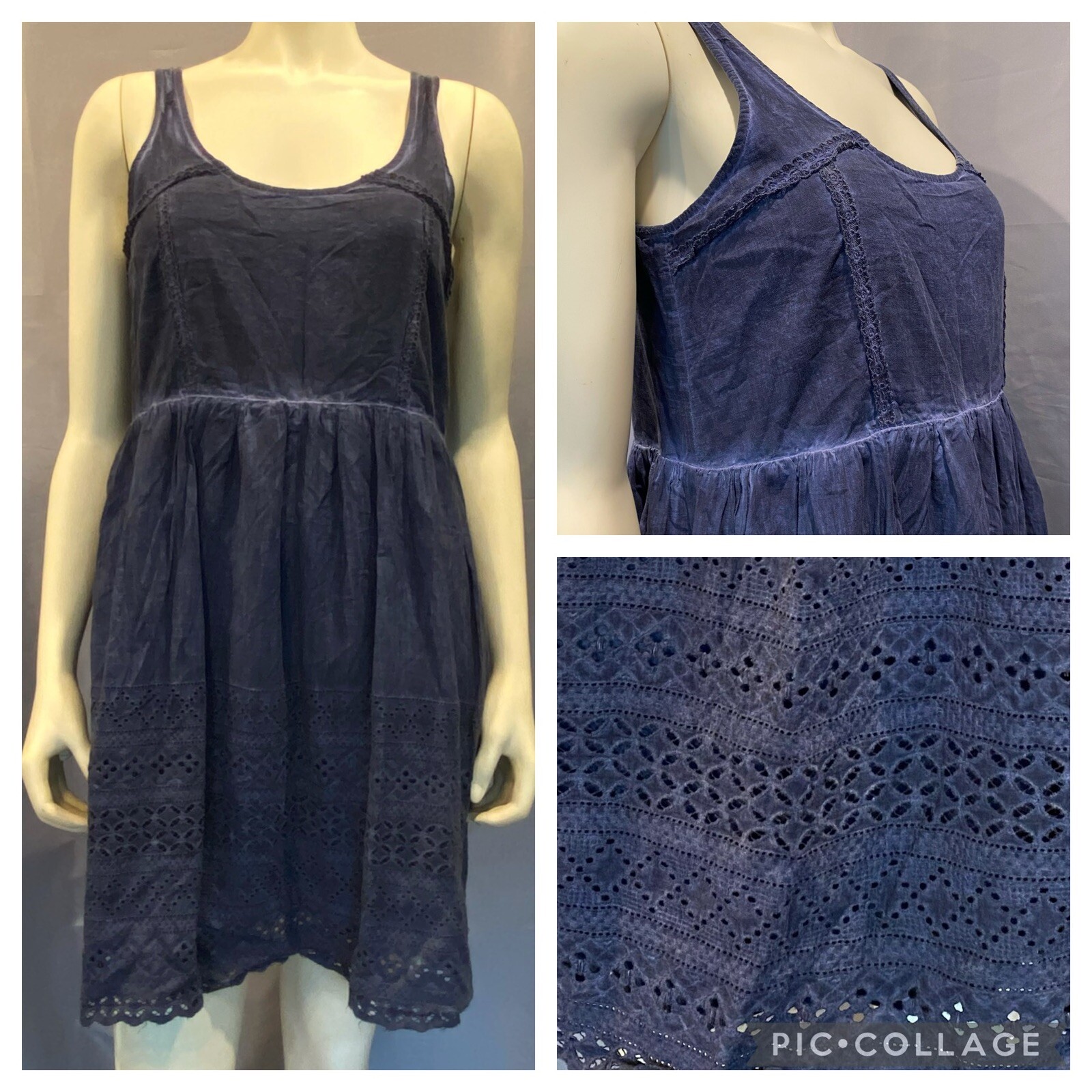 Black Swan Dress Indigo Blue Stone Wash Broderie Anglaise Eyelet ...