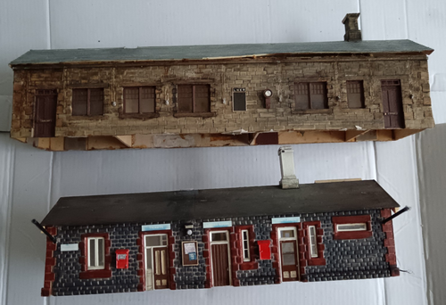 2 x Large OO gauge scratch built station buildings - well made but need ...