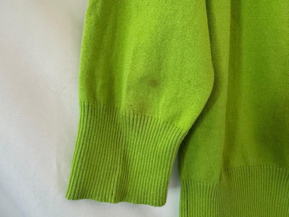 VTG 90s Michael Simon New York Lime Green Feather Collar Knit Fashion ...