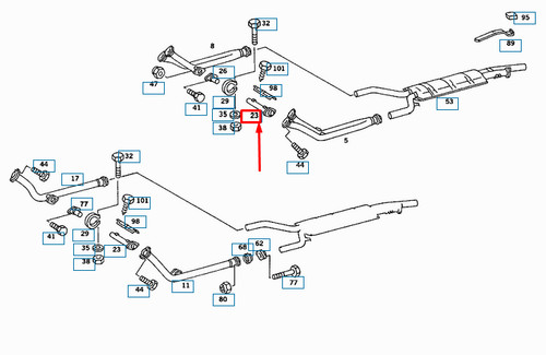 NEW MERCEDES-BENZ SL R107 EXHAUST SYSTEM LEFT CONNECTOR A1074901325 OEM ...
