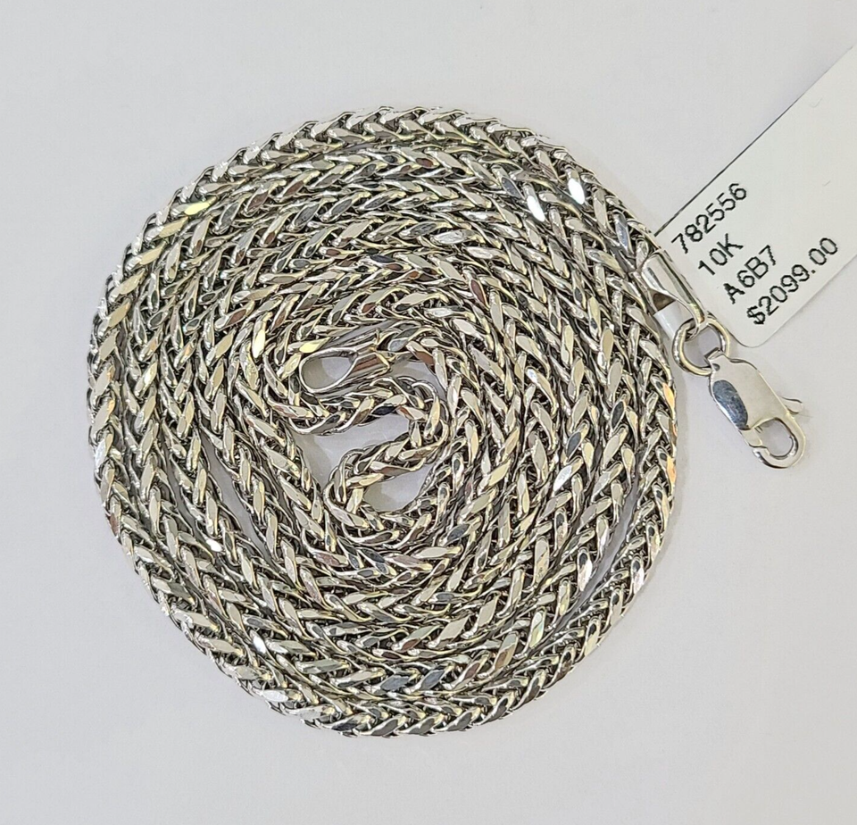 Real 10k White Gold Palm Chain 22 Inch 3mm Necklace Men's Genuine 10kt ...