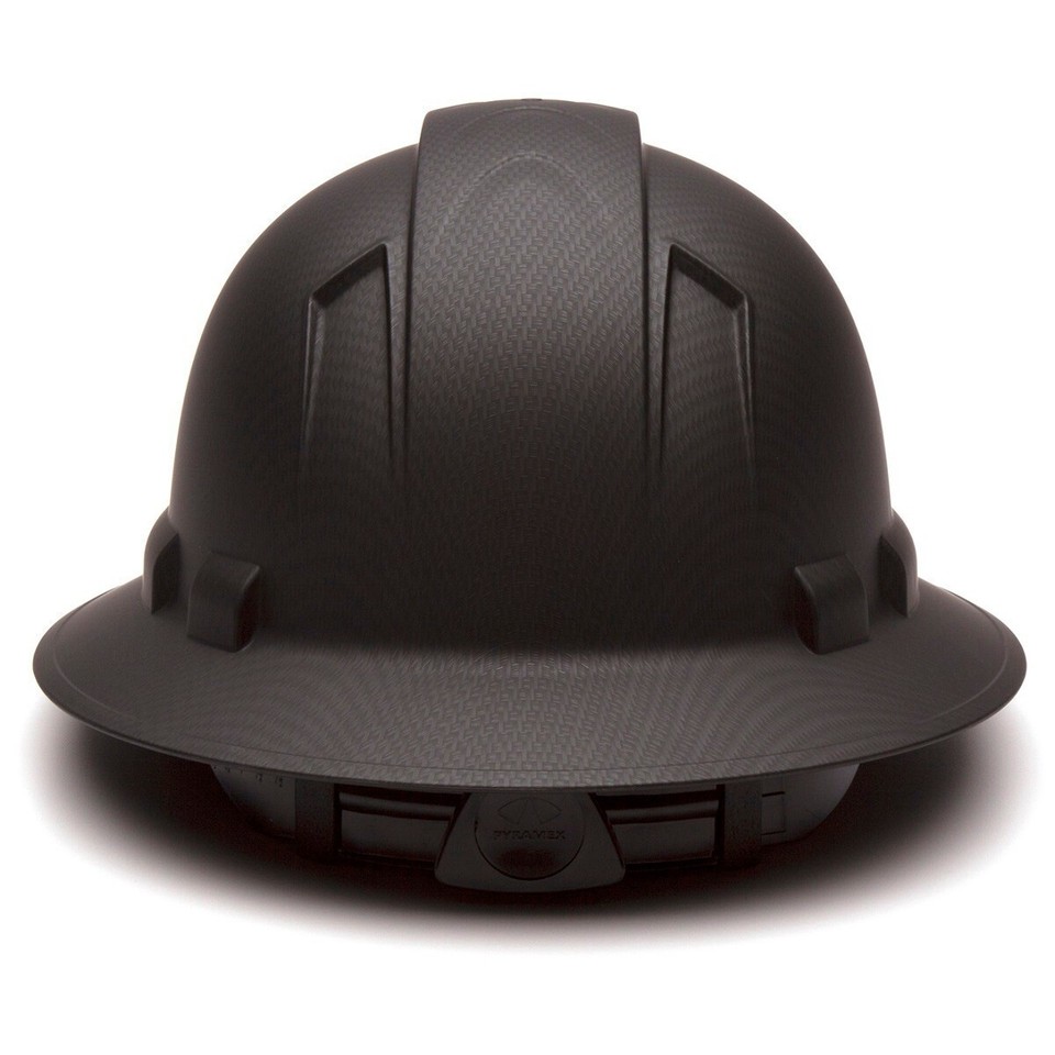 BLACK FULL BRIM PROTECTIVE CONSTRUCTION SAFETY HARD HAT 4 PT. RATCHET ...