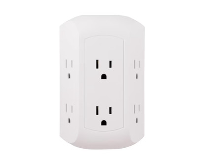 GE 15 -Amp 3-wire grounding Duplex to six White Surge Standard Adapter ...