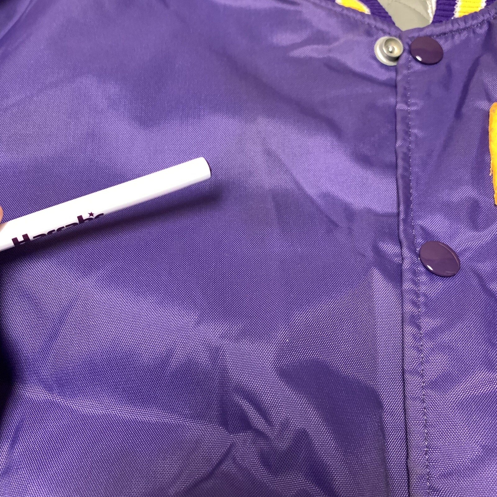 Vtg Nylon Varsity Jacket Sz Large Purple Baseball P Patch Made in USA ...