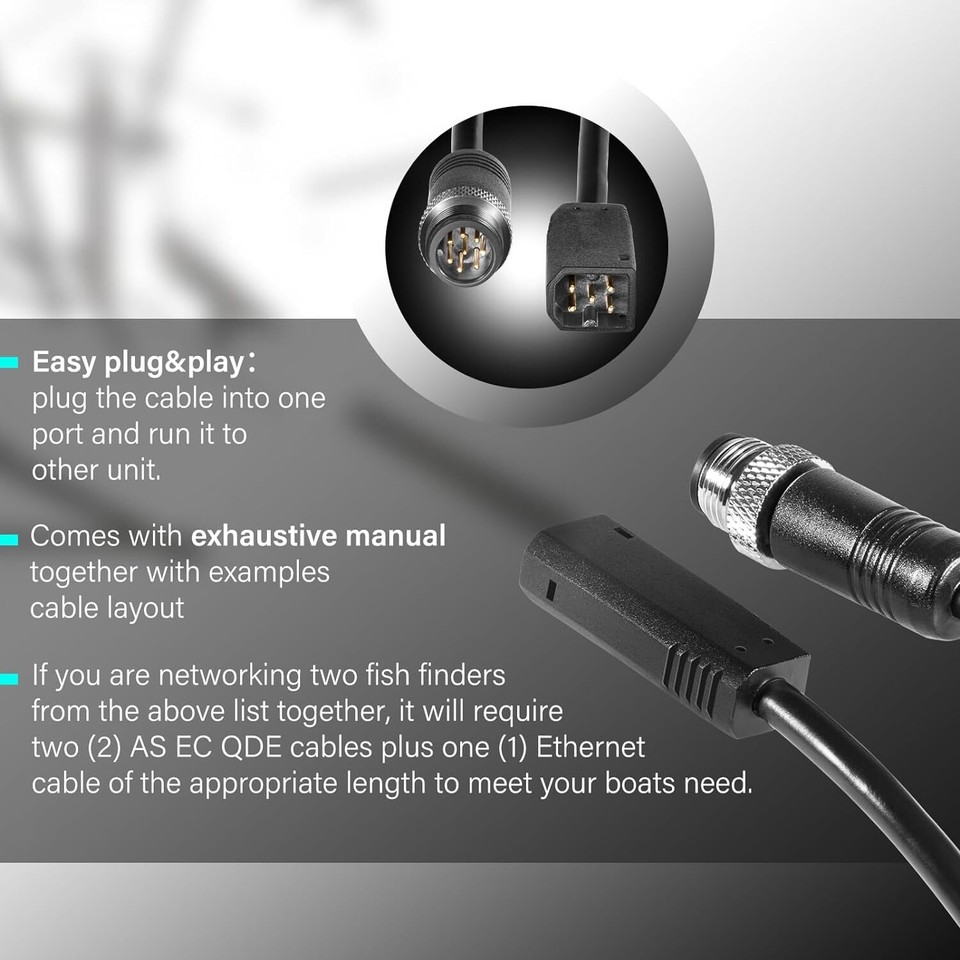 For Humminbird AS EC QDE Ethernet Cable Adapter 720074-12 HELIX 8pin to ...