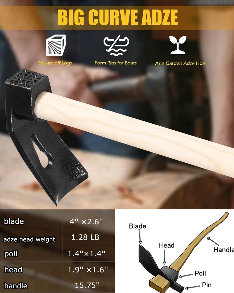 Adze Set - Straight Adze, Big Curve Adze, Small Curve Adze Tools for ...