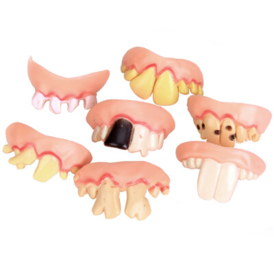 5Pcs Funny Novelty Ugly Fake Teeth COSTUME PARTY Prop Trick Joke Gag ...