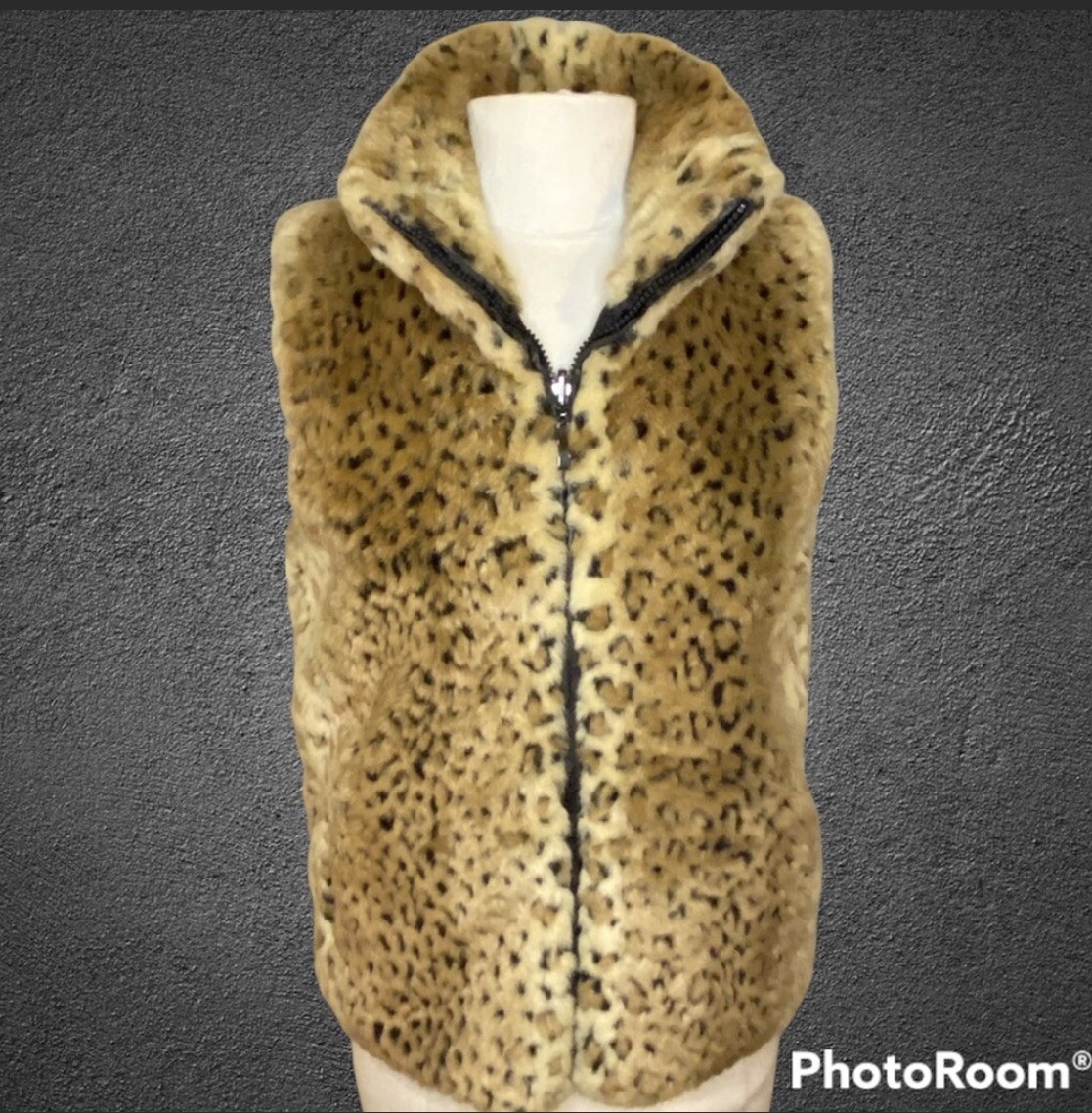 Vintage Faux Leopard Fur Reversible Vest, Size S - Gem