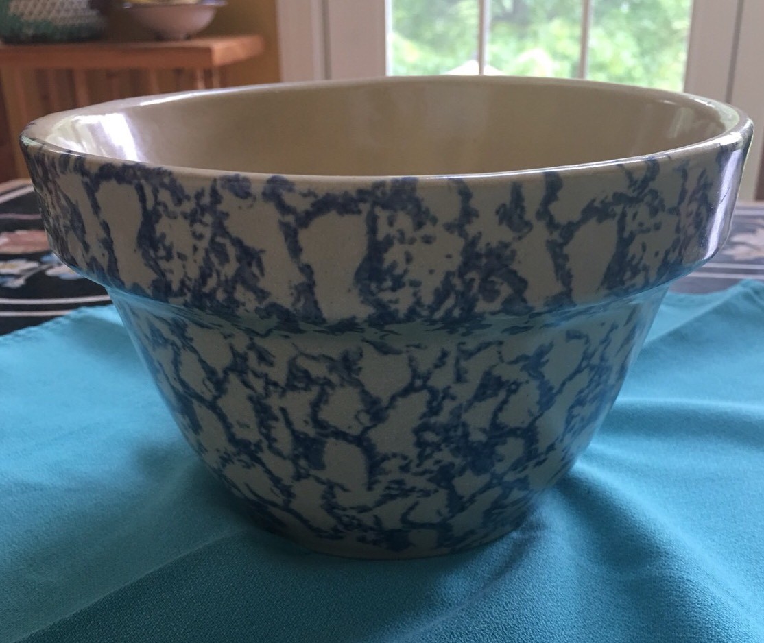Robinson Ransbottom Blue Sponge ware Mixing Bowl 7" RRP Roseville ...