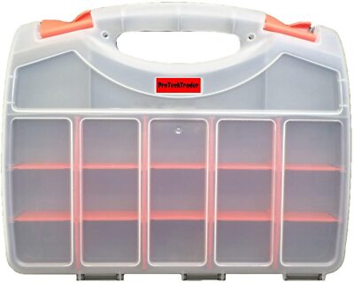 Double Sided Storage Organizer Carrying Case Adjustable Compartments 12 ...