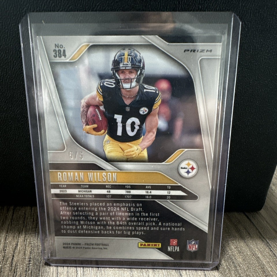 2024 Prizm Football Roman Wilson Rookie Gold Vinyl /5 Pittsburgh ...