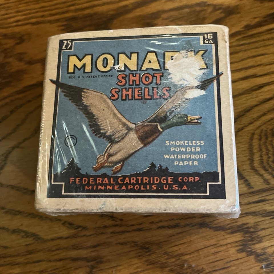 Vintage Federal Monark Shot Shell 16 Ga. Empty Collector Mallard Box ...