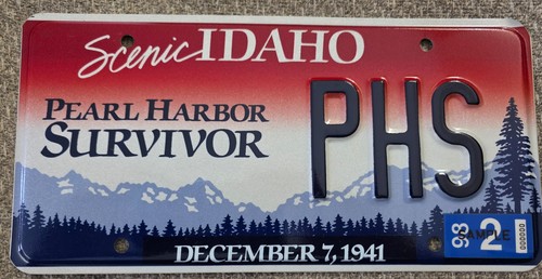Idaho 1998 PEARL HARBOR SURVIVOR SAMPLE License Plate # PHS | eBay