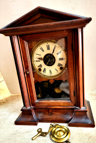 ANTIQUE E. INGRAHAM 1875 WALNUT MANTEL CLOCK-ORIGINAL FINISH | eBay