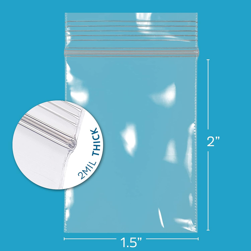 1000 Count - 1.5" x 2" Small Zip Bags, Mini Reclosable Zipper Baggies ...