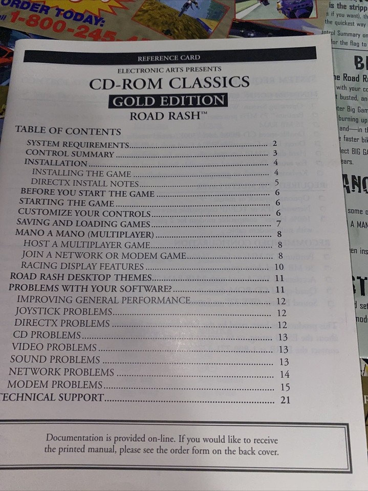 Windows 95 Road Rash EA CD-Rom Classics Big Box PC Video Game ...