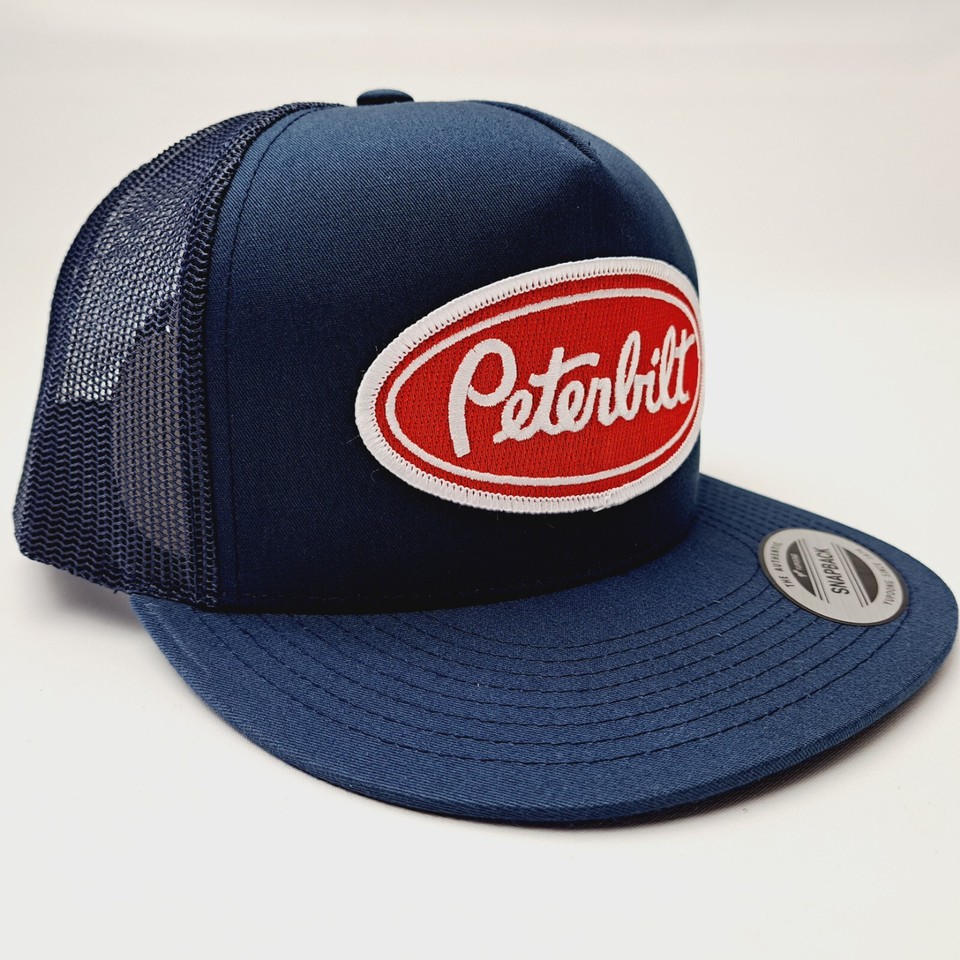 Peterbilt Baseball Cap Hat Flat Bill Mesh Snapback Blue Embroidered ...