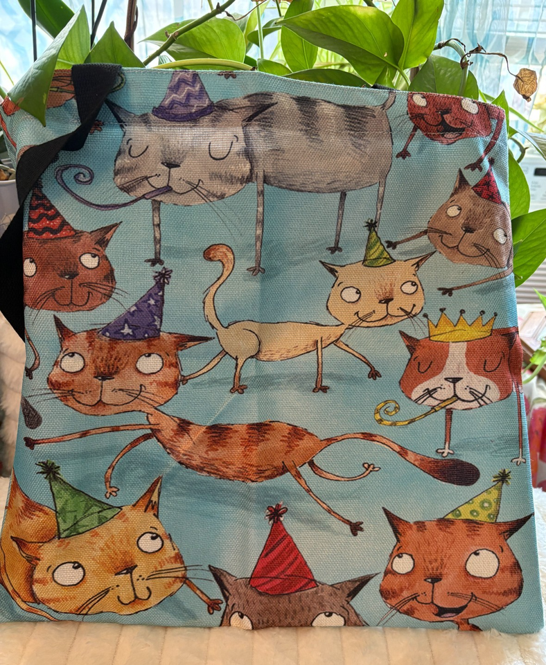 Cats Cotton and Hemp Cute Cat Group Tote Shoulder Reusable Bag | eBay