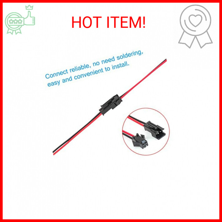 JST SM Connector, VANDESAIL SM 2Pin Jack Plug Male to Female Wire ...