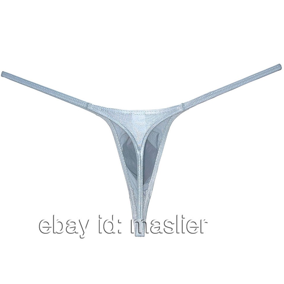 Enhanced Men Push out G-string Underwear Pouch Bikini Thong Shiny T ...