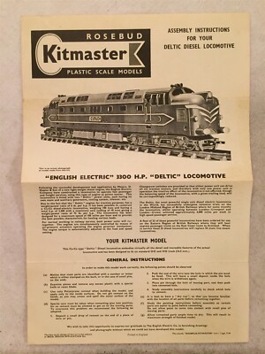 Kitmaster Rosebud Deltic Diesel Locomotive Assembly Instructions Kit 10 ...