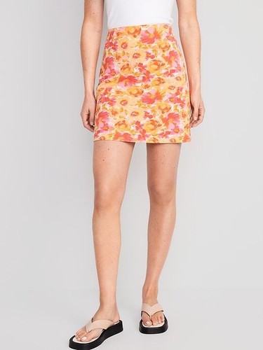 Old Navy Women’s Size Large ~ Pink Floral High Waisted Pixie Mini Skirt ...