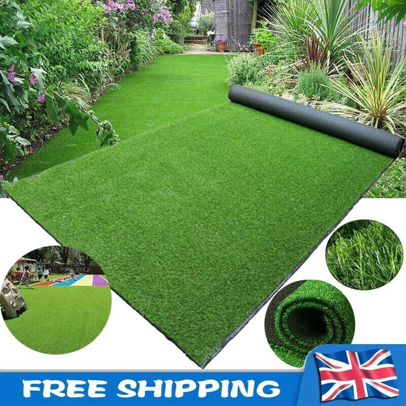 2M Artificial Grass Garden Turf Offcut Roll End Realistic Lawn Fake ...