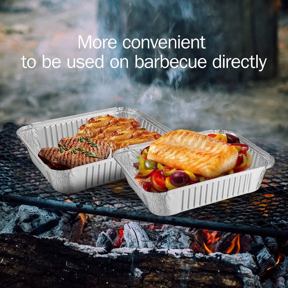 25pcs BBQ Meat Trays Foil Tin w/Lids Home BBQ Party Food Fruit Dishes ...