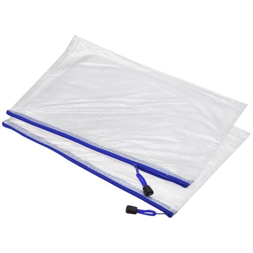12 Pack A3 Mesh Zipper Bags Navy Blue Plastic Zip File Pouch Document ...