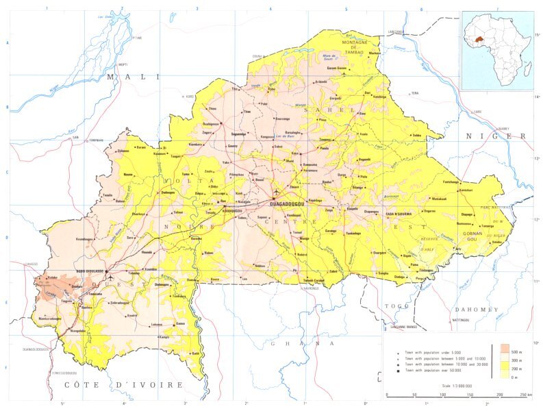 BURKINA FASO. Upper Volta; Republic of upper Volta 1973 old vintage map ...