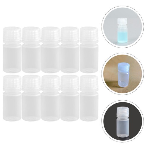 10 Pcs Acid and Alkali Resistant Bottle Vials with Lid Rinse Travel ...