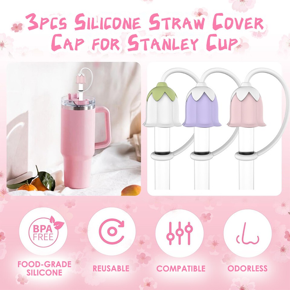 3PCS Straw Cover for Stanley 20&30&40Oz Tumbler 0.4in Silicone Covers ...