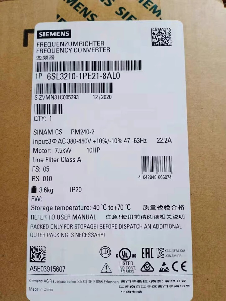 1PCS Siemens 6SL3 210-1PE21-1AL0 6SL3210-1PE21-1AL0 New In Box VIA DHL ...