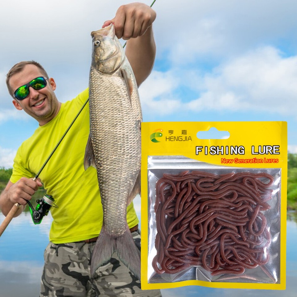 Red Worms Soft Lure PVC Lifelike Earthworm Fishing Lure for Freshwater ...