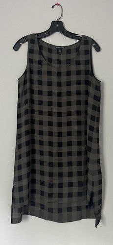 Eileen Fisher Olive Green Buffalo Check Printed Silk Tunic Size S | eBay