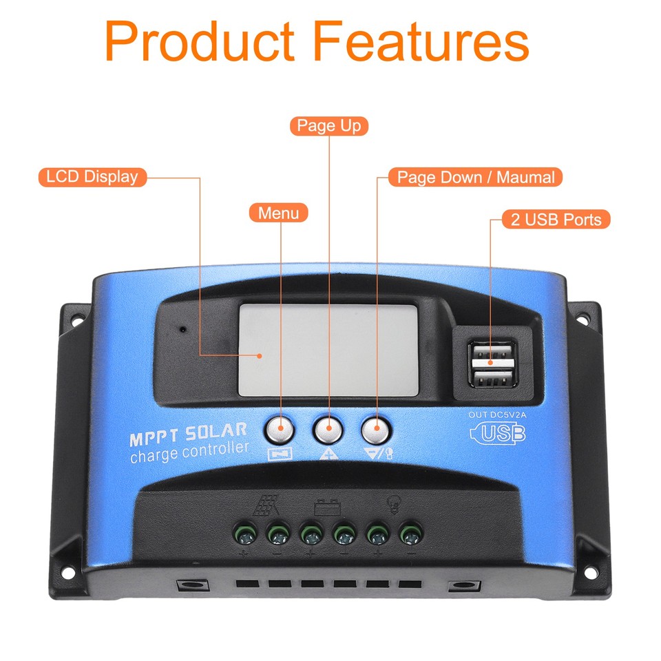 MPPT Solar Charge Controller,30A Solar Panel Charger 12V/24V Regulator | eBay