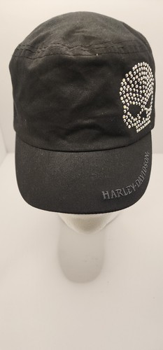 Harley Davidson Cadet Hat Womens Ladies Bejeweled Biker Skull Glitter ...