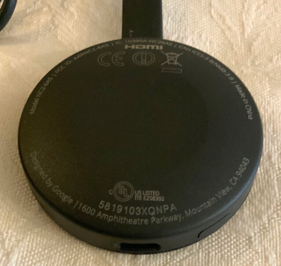 Google Chromecast 3rd Generation Gray Wired Model NC2-6A5 for sale ...