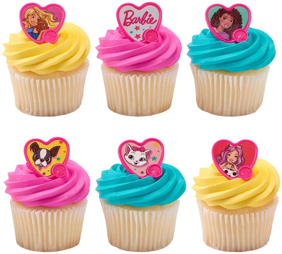 DecoPac Barbie Be The Future Rings, Pink Heart Shaped Cupcake ...