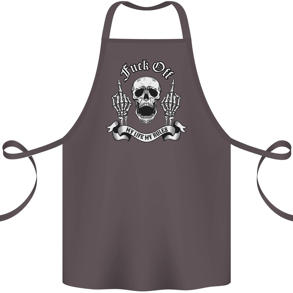 Fook Off My Life Rules Skull Finger Flip Cotton Apron 100% Organic | eBay
