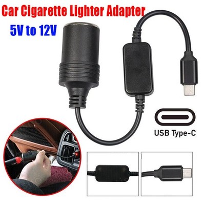 USB C Type C to 12V Car Cigarette Lighter Socket Converter Adapter ...