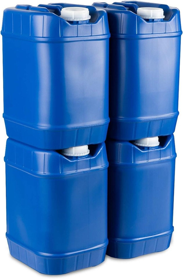 Blue 5 Gallon Stackable Water Storage Containers with Lids, Emergency ...