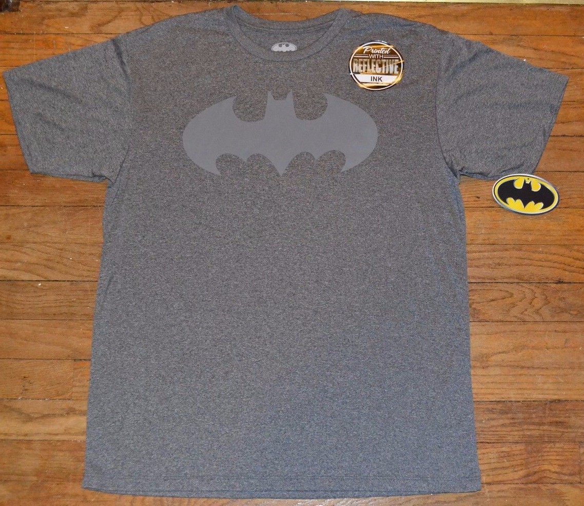 Batman Reflective Logo T-Shirt DC Comics Licensed Tee Athletic Running ...