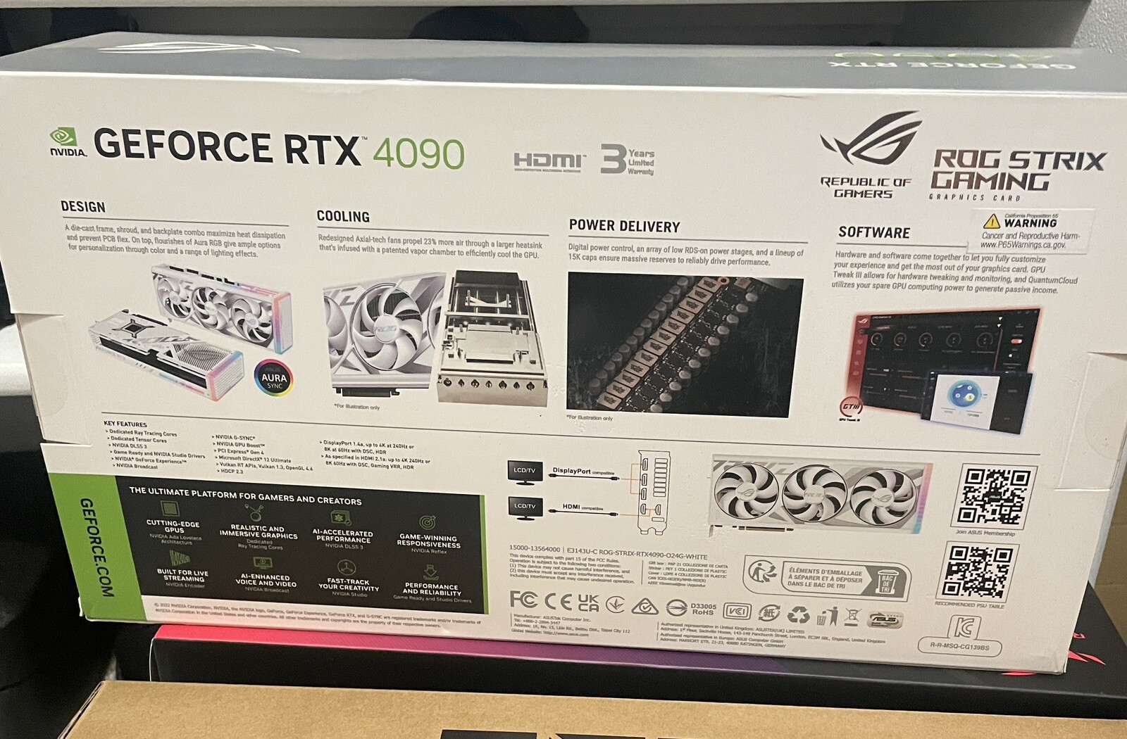 ASUS ROG Strix GeForce RTX 4090 24GB GDDR6X White OC Edition Gaming ...